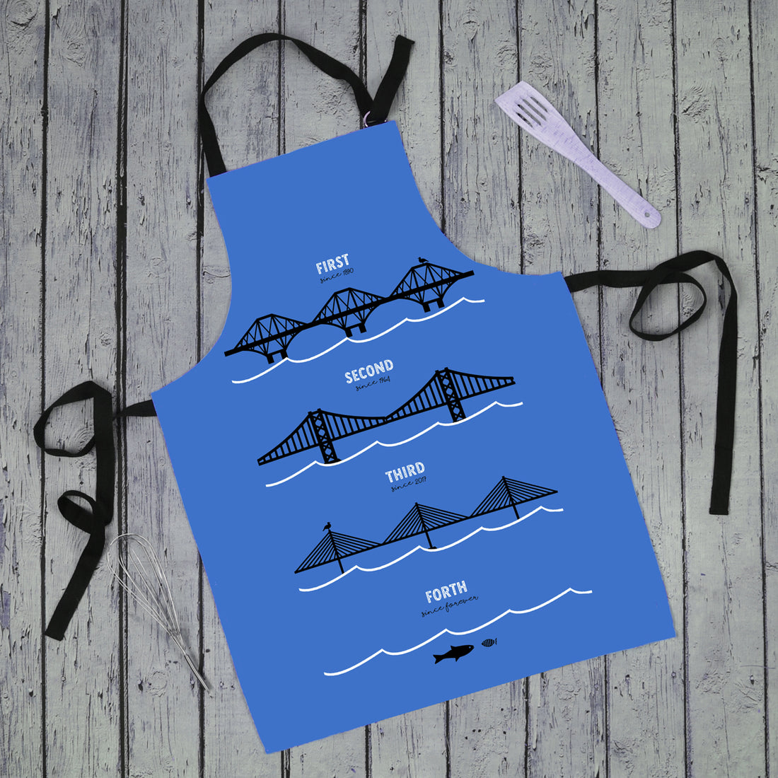 Forth Bridges apron by Scottish Artist Gillian Kyle – GILLIAN KYLE