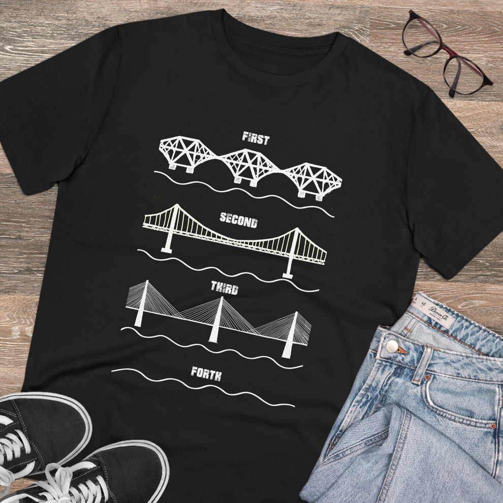 Forth Bridges Edinburgh Unisex T-shirt in black by Scottish Artist ...